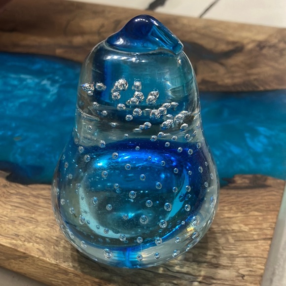 Accents | Vintage Hand Blown Glass Pear Paperweight Cobalt Blue ...